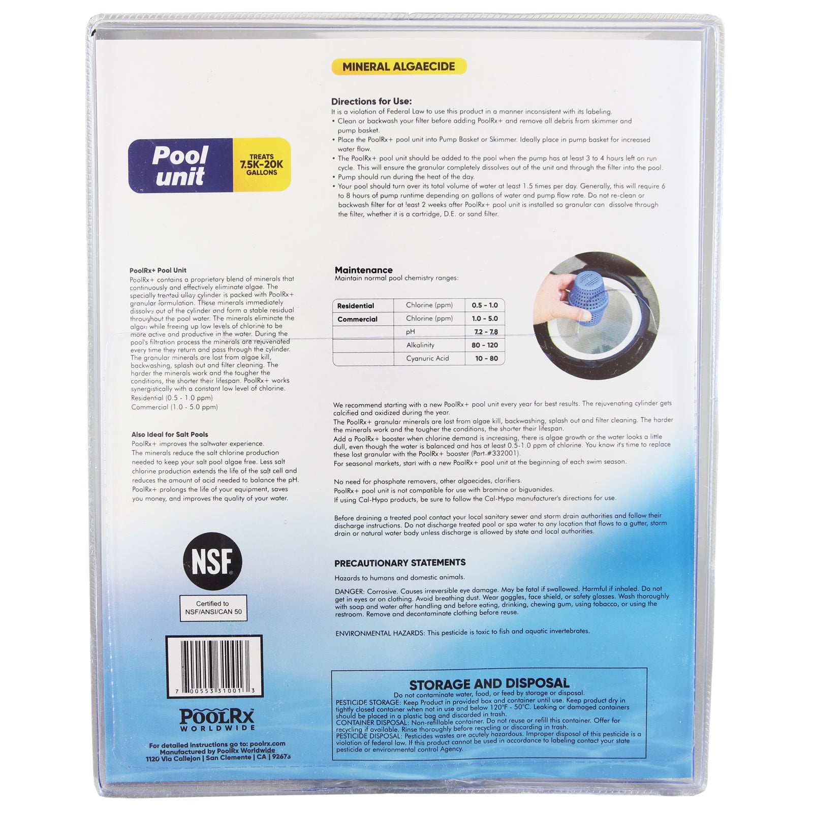 Mineral Purifier, PoolRx Plus Blue Pool Unit, 7.5k-20k Gal – PST Pool ...