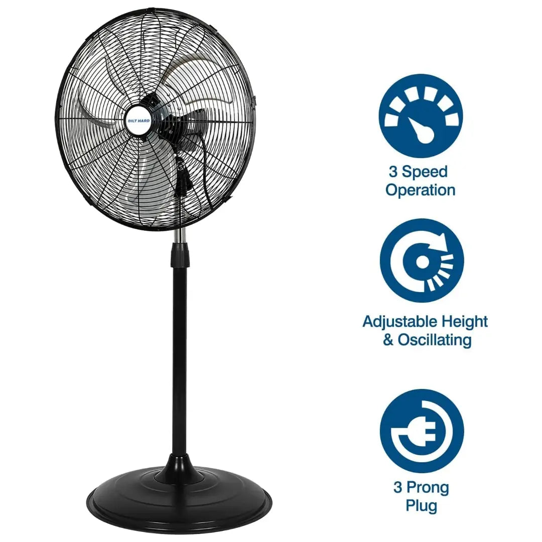 BILT HARD 20" High Velocity Oscillating Pedestal Fan: 5200 CFM, 3-Spee – PST Pool Supplies