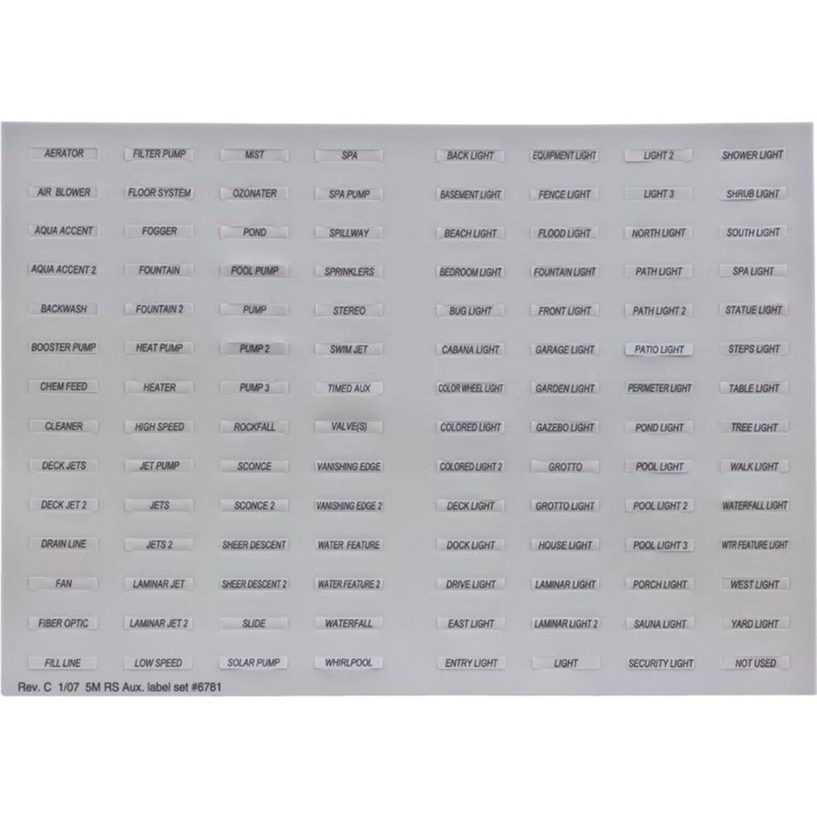 Aux Label, Zodiac Jandy AquaLink, All Button Control – PST Pool Supplies